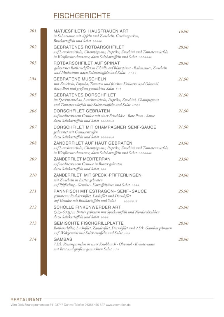 Speisekarte – Ihr Restaurant in Dahme