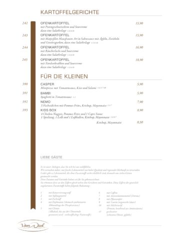 Speisekarte – Ihr Restaurant in Dahme